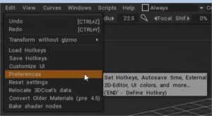Preferences menu - 3DCoat Documentation