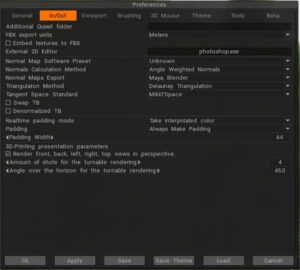 Preferences menu - 3DCoat Documentation