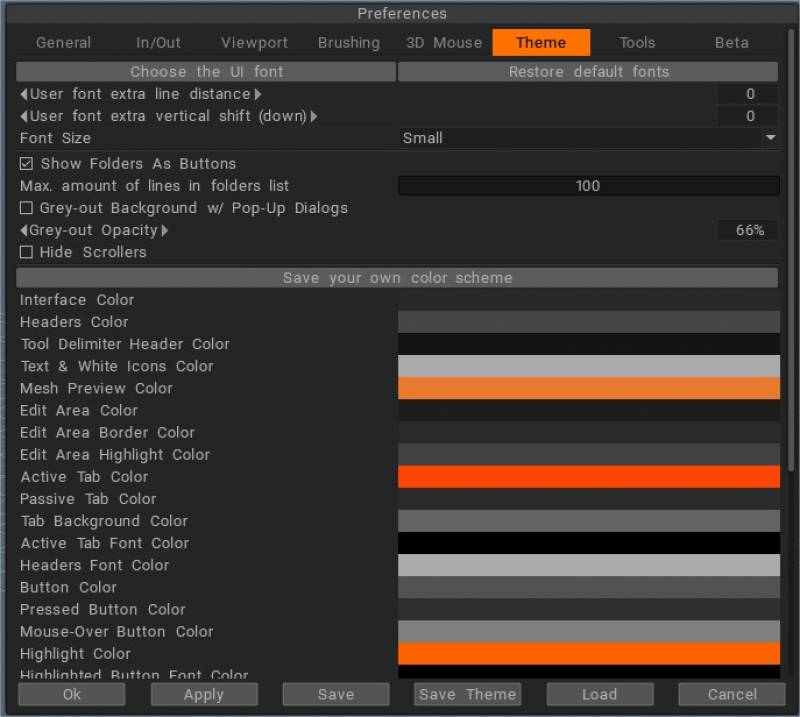 Preferences menu - 3DCoat Documentation