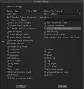 Render Panel Functions - 3DCoat Documentation