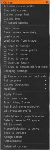 Curves Menu - 3DCoat Documentation