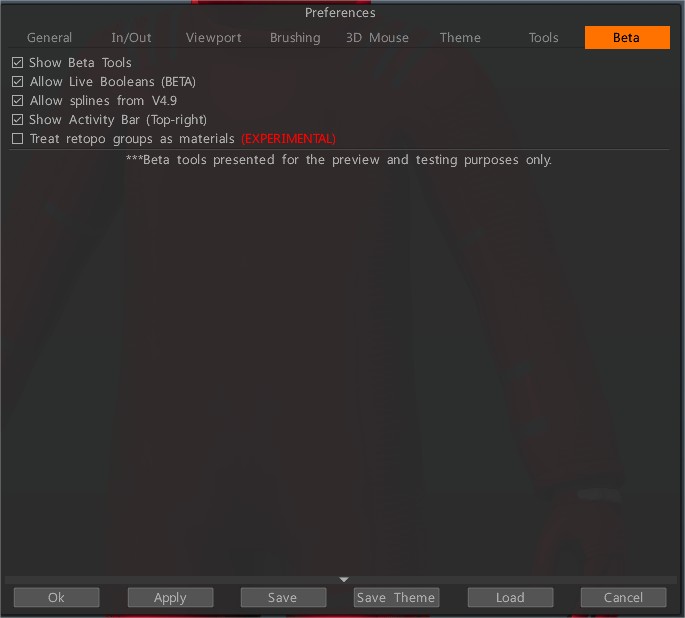 Preferences menu - 3DCoat Documentation